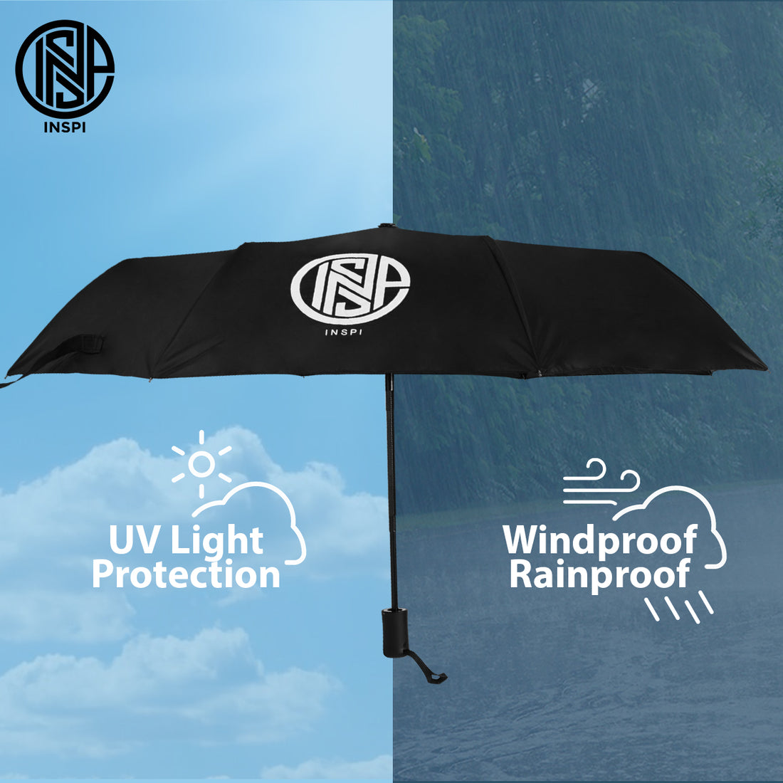 INSPI Umbrella Folding Automatic w/ Sun Protection Waterproof Wind Res